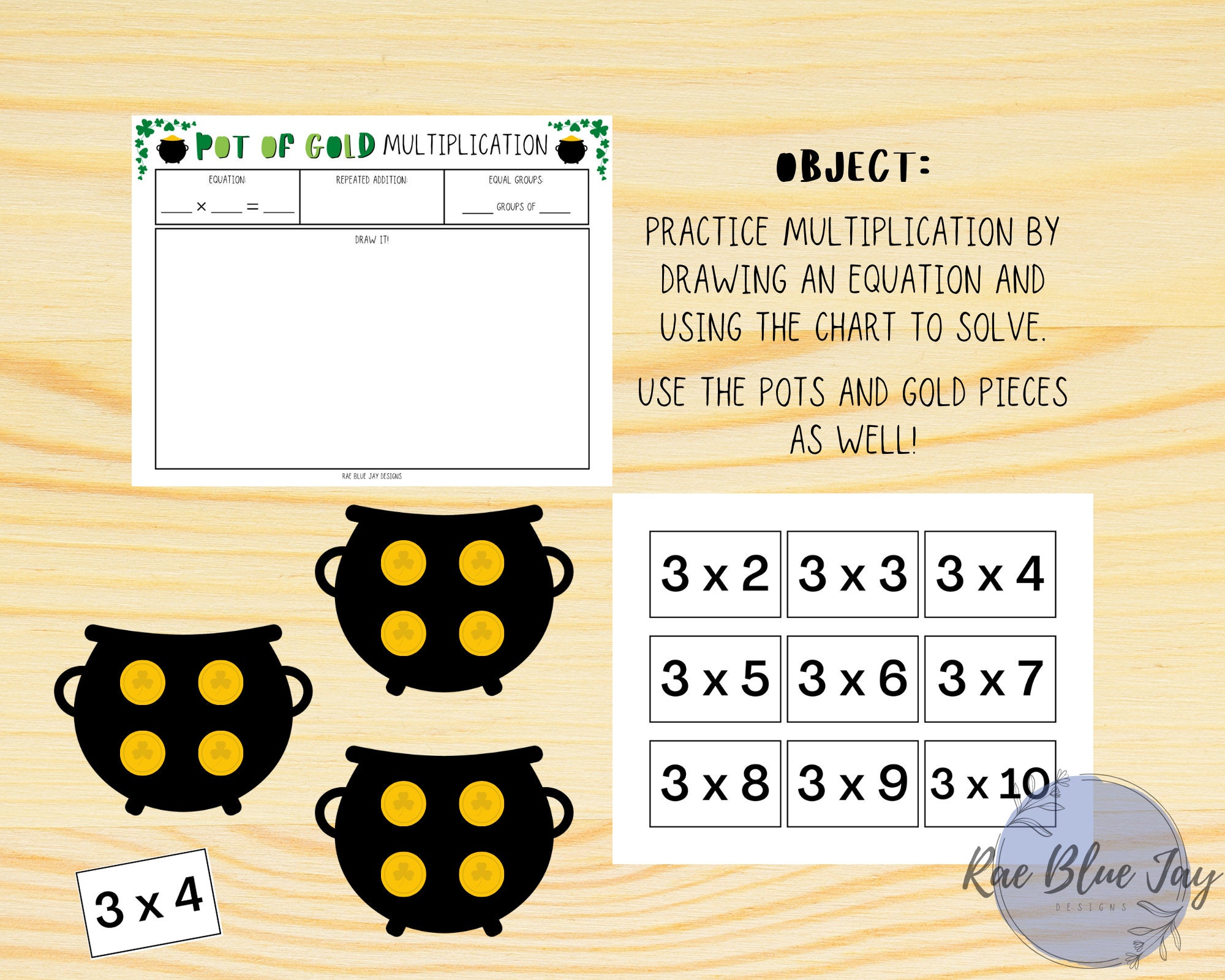 Pot of Gold Multiplication INSTANT DOWNLOAD, St. Patrick's Day ...