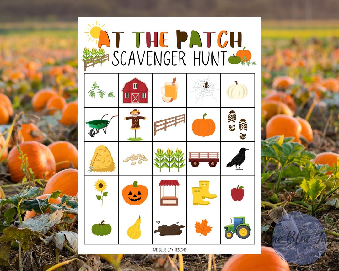 Pumpkin Patch Scavenger Hunt INSTANT DOWNLOAD, Printable Scavenger Hunt ...