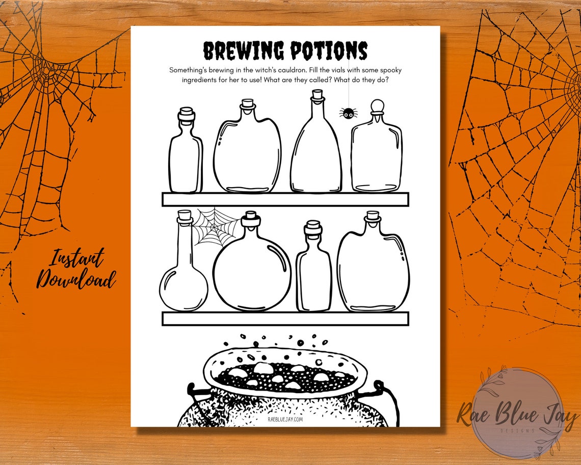 Brewing Potions Printable Activity INSTANT DOWNLOAD, Halloween Activity ...
