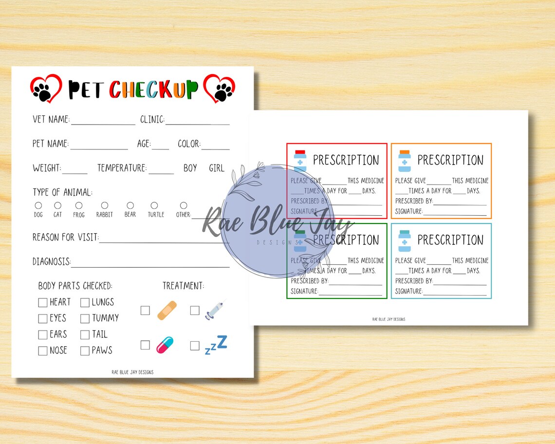 Vet Clinic Pretend Play INSTANT DOWNLOAD, Kids Vet Printable, Animal ...