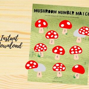 Mushroom Match Counting Activity Instant Download Kids - Etsy