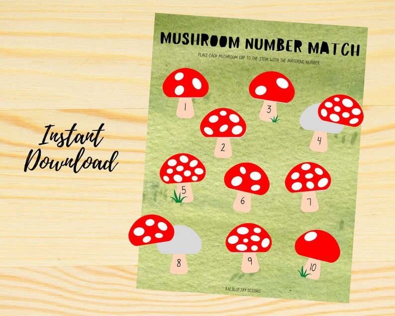 Mushroom Match Counting Activity Instant Download Kids - Etsy