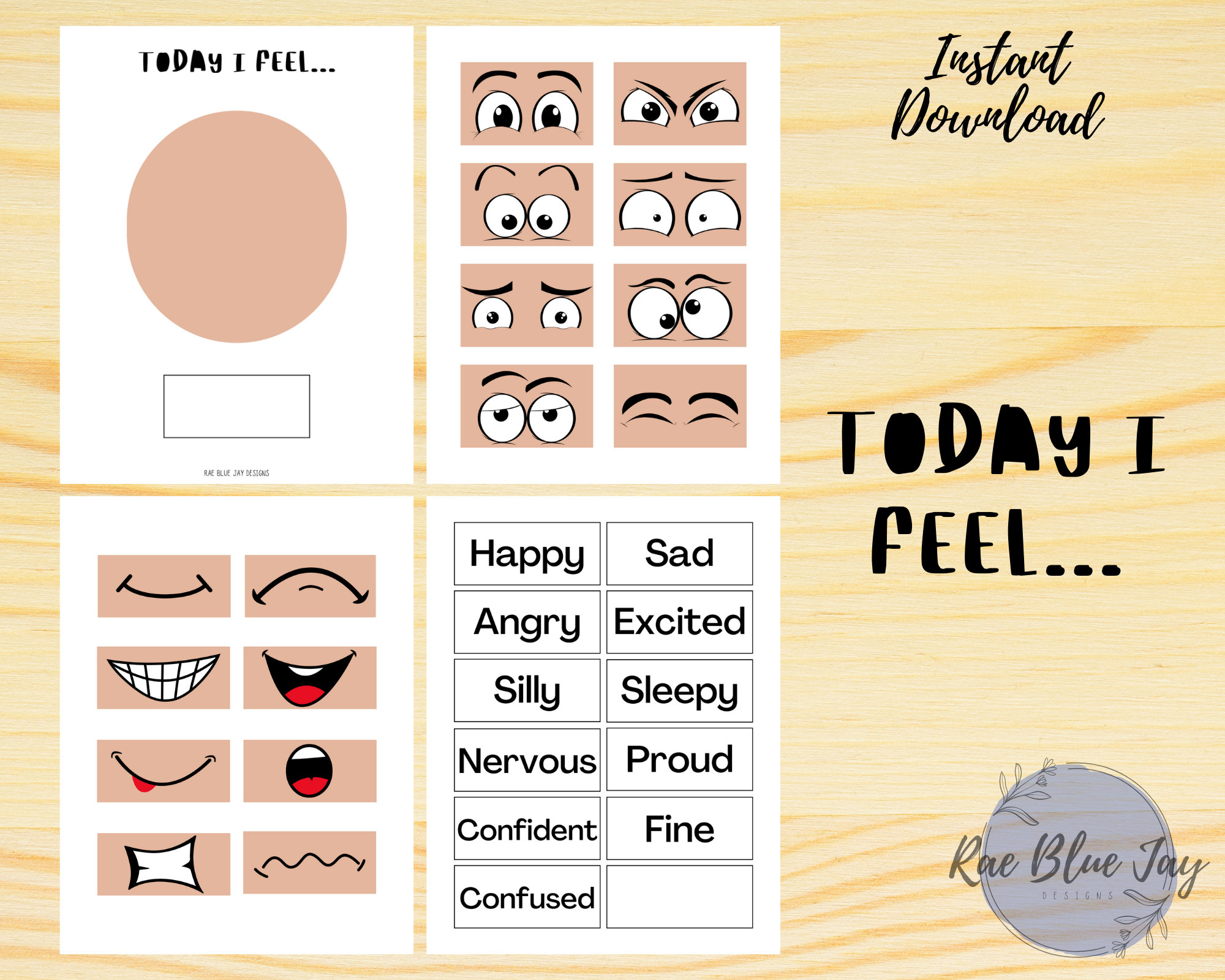 Today I Feel... INSTANT DOWNLOAD, Feelings Activity, Kids Emotions ...
