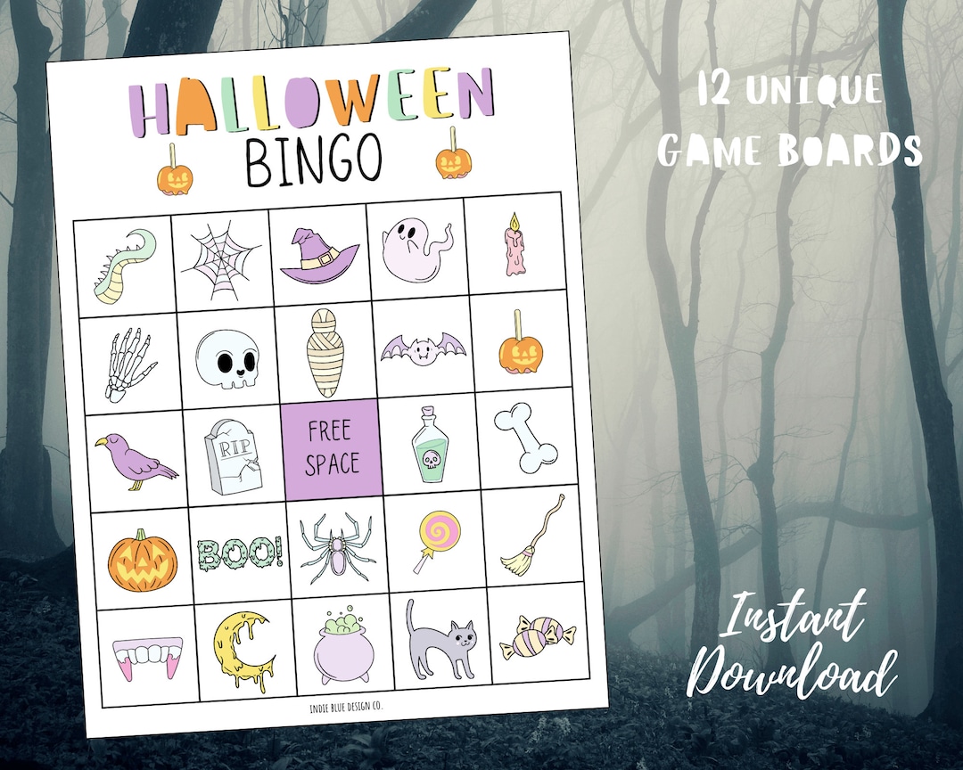 Halloween Bingo Printable Game With 12 Different Boards, Printable Kids ...