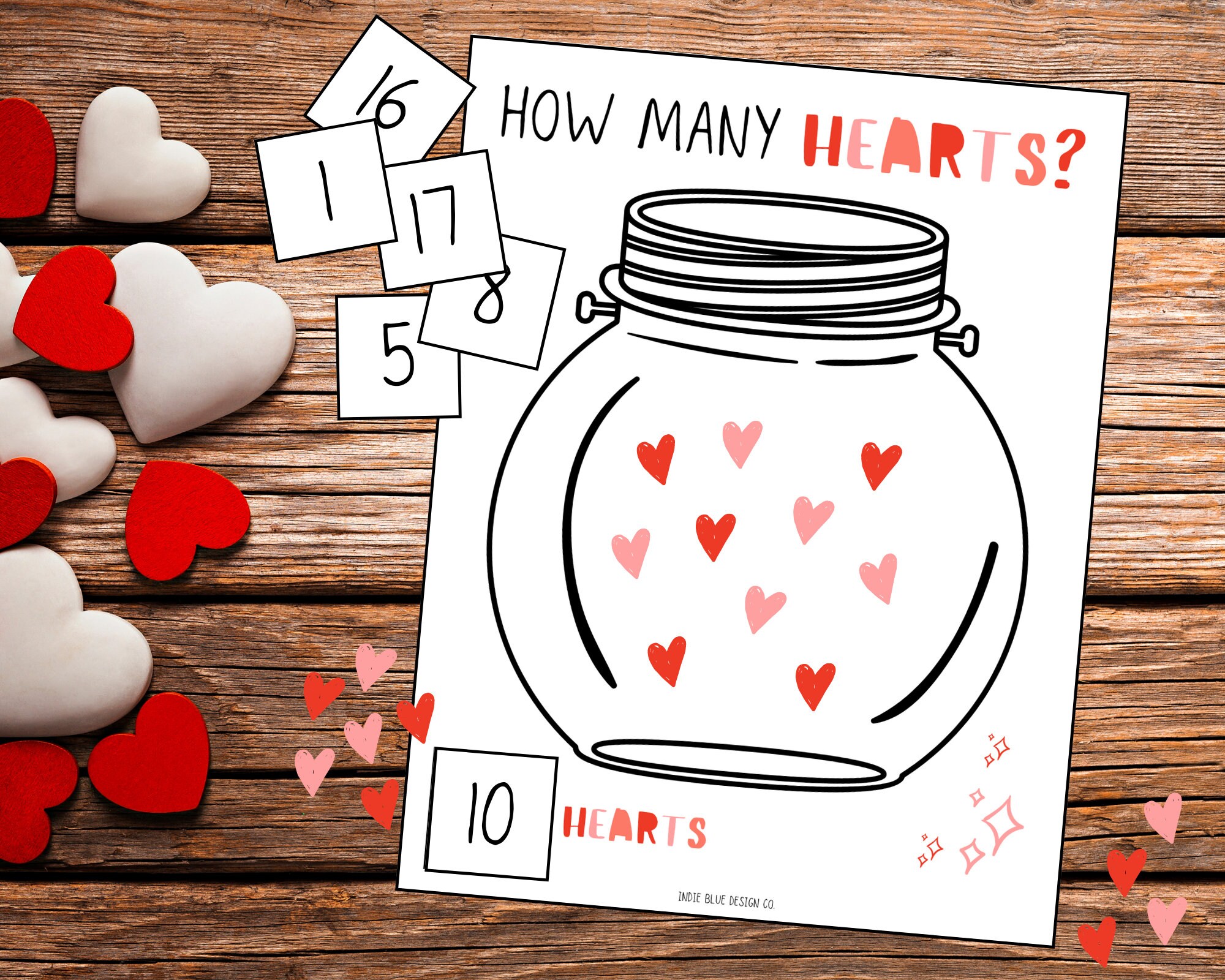 How Many Hearts? Jar of Hearts Activity, Valentines Activity, Counting ...