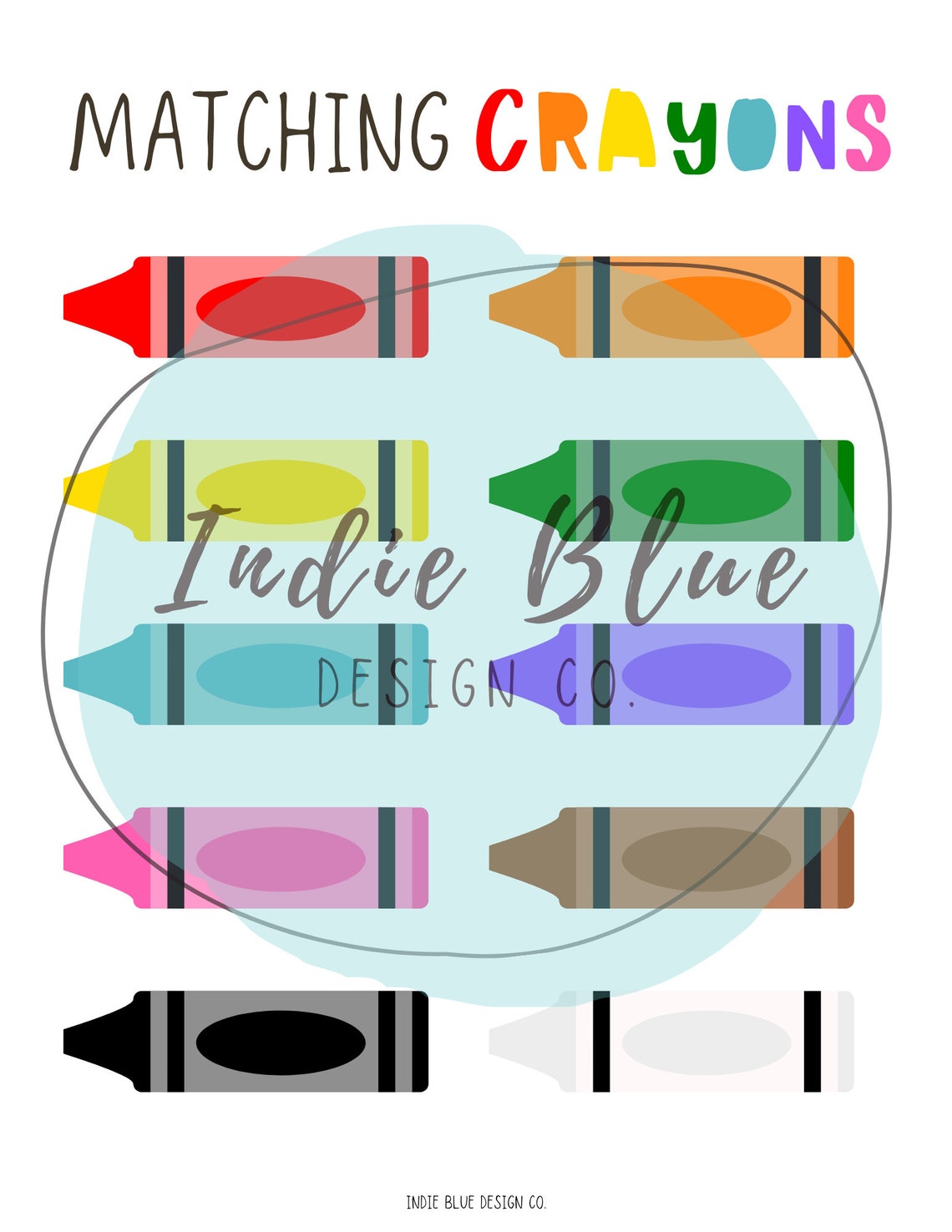 Matching Crayons Colors Practice Worksheet Learning Colors - Etsy