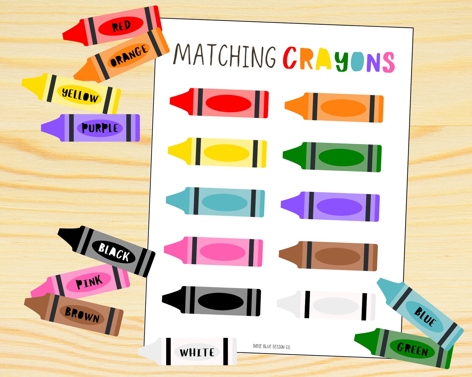 Matching Crayons Colors Practice Worksheet Learning Colors - Etsy