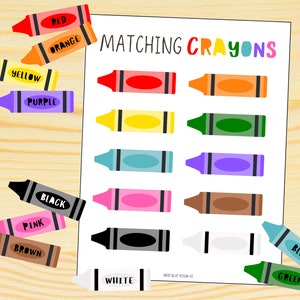 Matching Crayons Colors Practice Worksheet, Learning Colors, Preschool ...