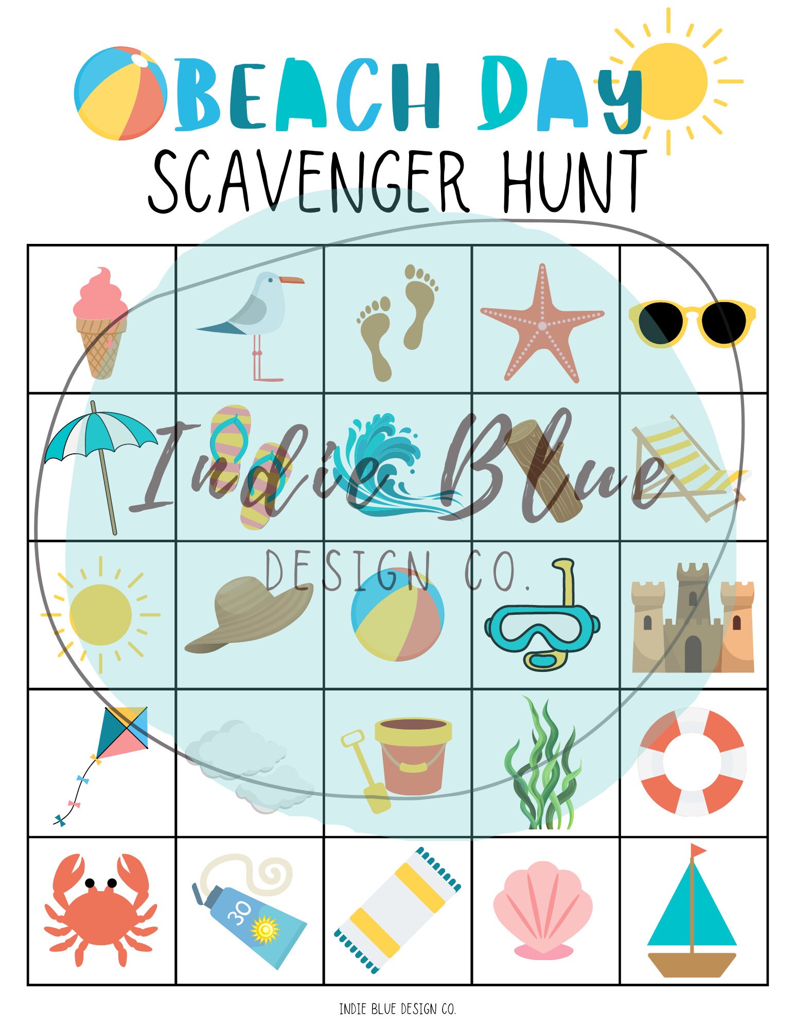 Beach Scavenger Hunt Printable, Printable Scavenger Hunt, Kids ...