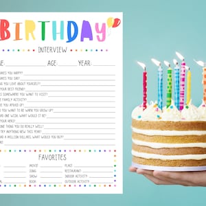 Printable Kids Birthday Interview Annual Interview Birthday - Etsy