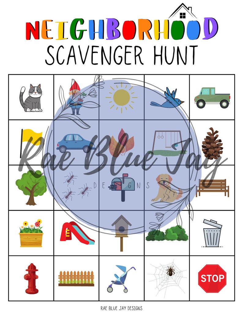 Neighborhood Scavenger Hunt INSTANT DOWNLOAD, Printable Homeschool ...