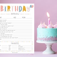 Birthday Interview | Birthday Questionnaire - Etsy