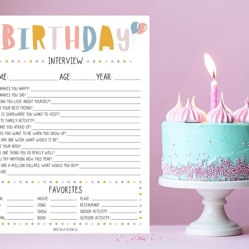 Printable Kids Birthday Interview Annual Interview Birthday - Etsy