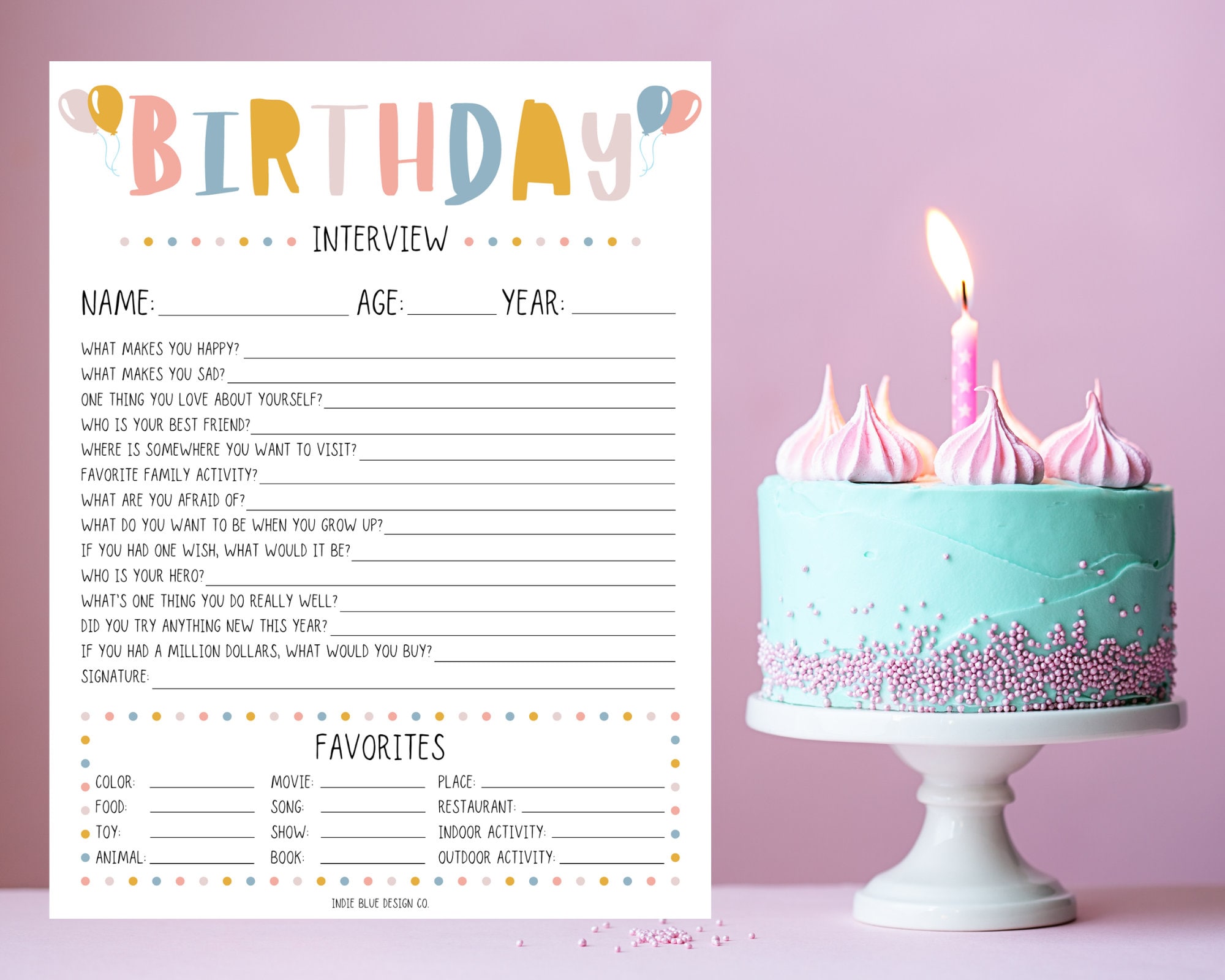 Printable Kids Birthday Interview, Annual Interview, Birthday Keepsake ...