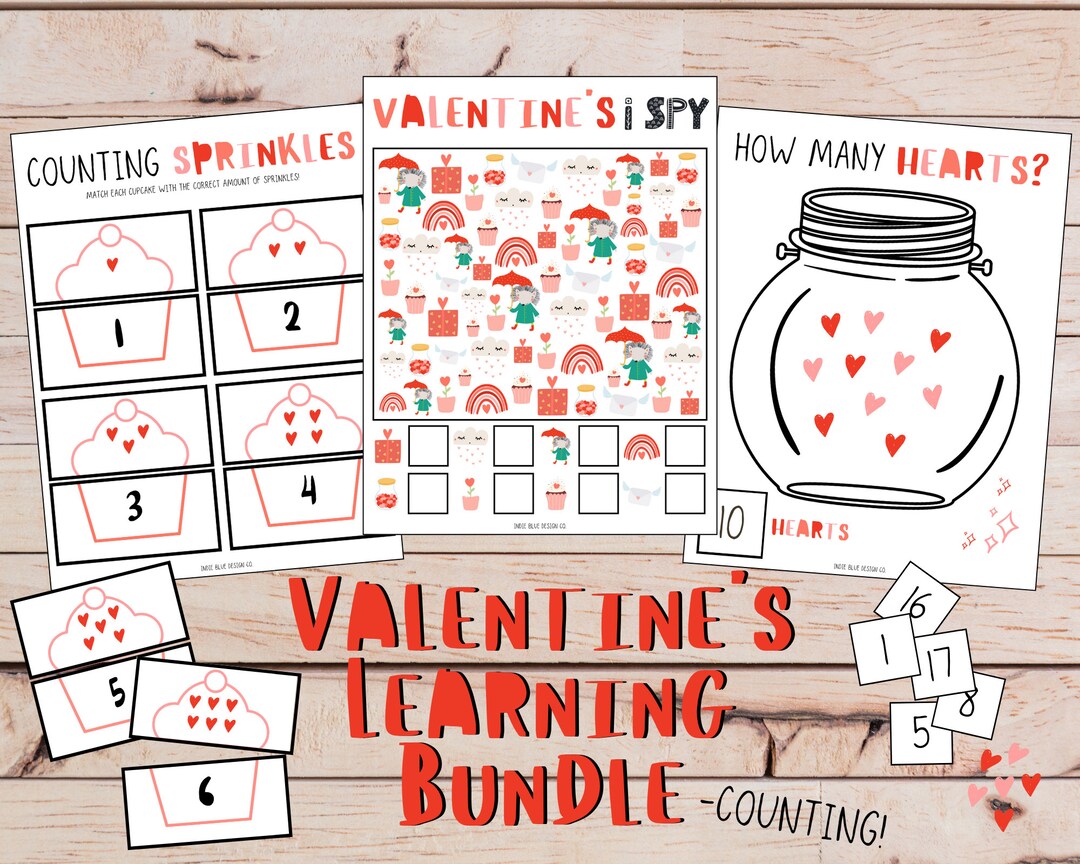 Valentines Learning Bundle, Valentines Activity, Valentines Counting ...