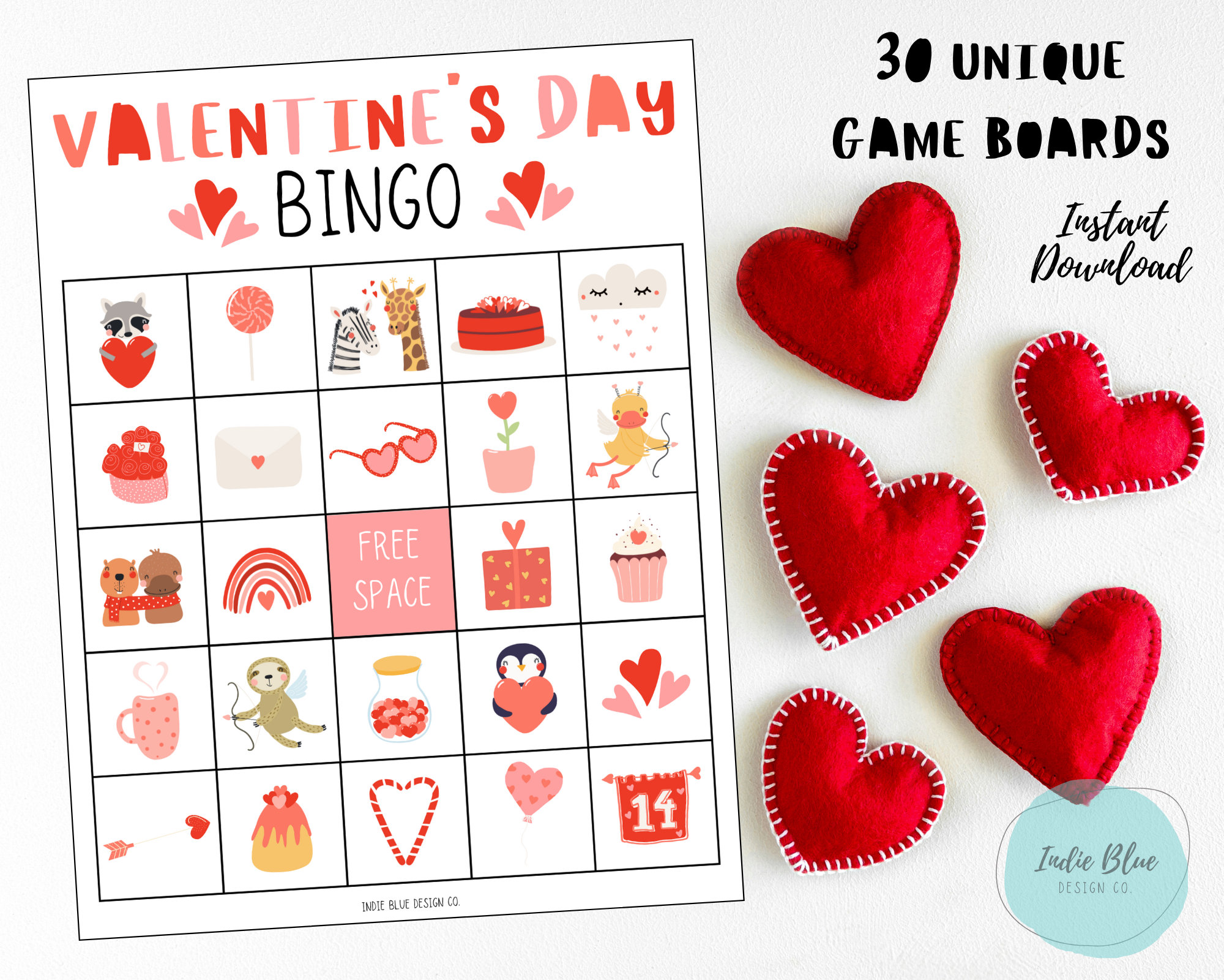Valentine's Day Bingo Printable Game With 12 Different Boards ...