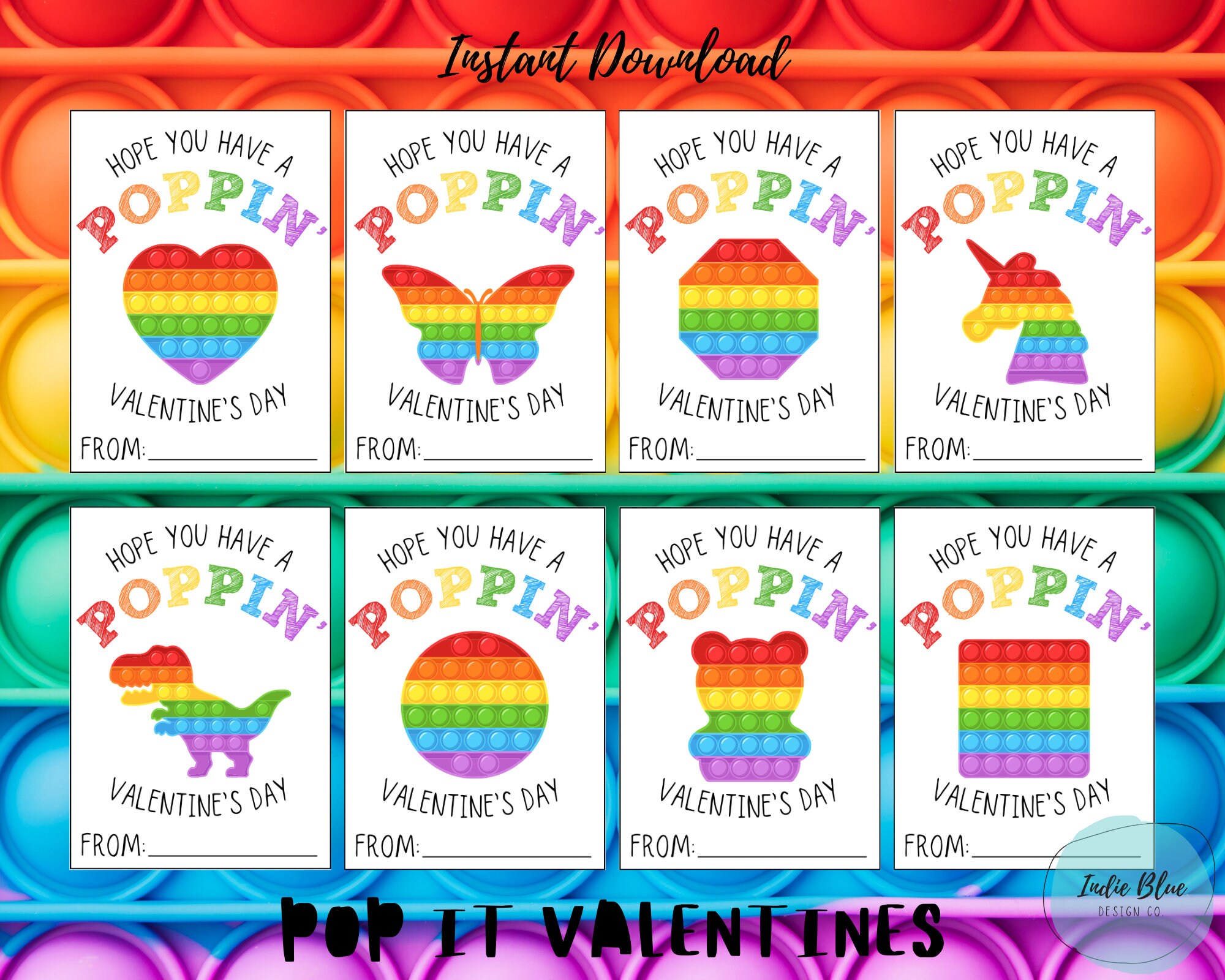 Pop It Valentines INSTANT DOWNLOAD Kids Valentines Printable | Etsy