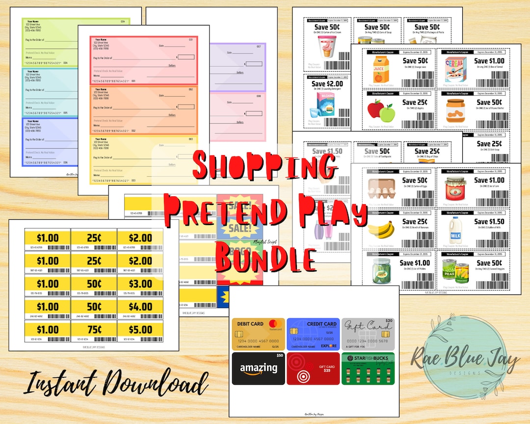 Shopping Pretend Play Bundle, Instant Download, Shopping Printable ...