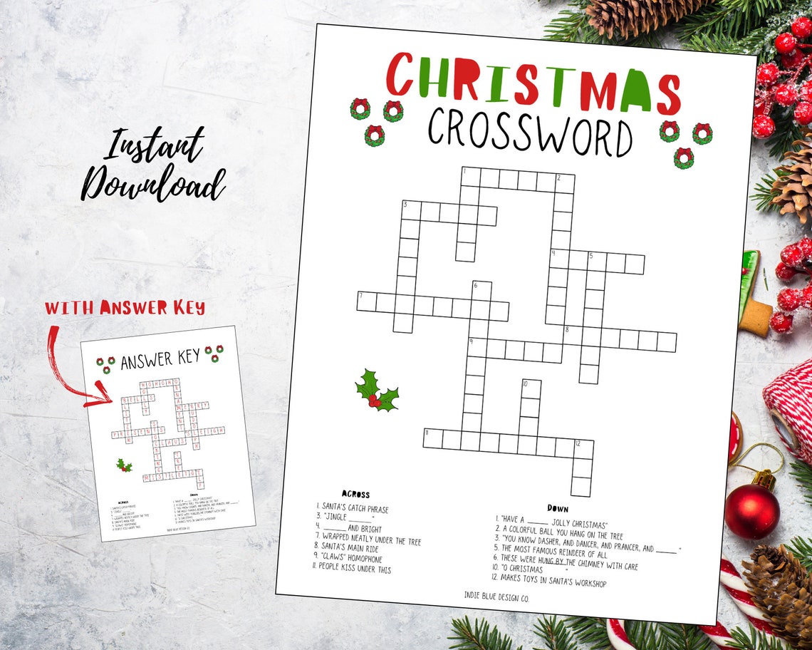 Christmas Crossword Puzzle Printable Instant Download Kids - Etsy