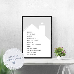 House Rules Sign, Printable Wall Art, Digital Download, Printable Home ...