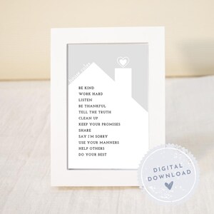 House Rules Sign, Printable Wall Art, Digital Download, Printable Home ...