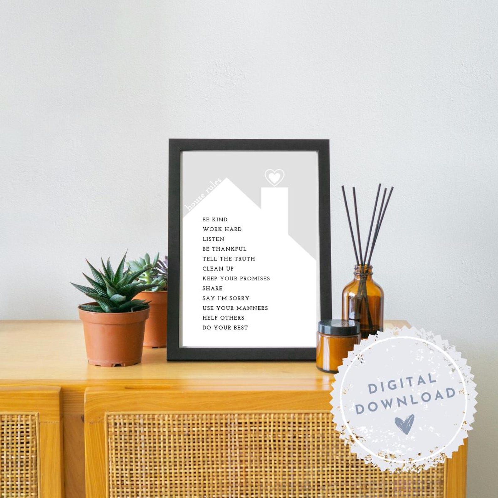 House Rules Sign, Printable Wall Art, Digital Download, Printable Home ...