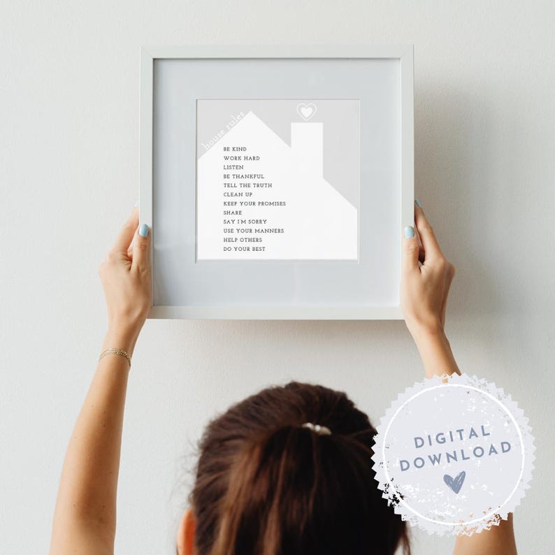 House Rules Sign, Printable Wall Art, Digital Download, Printable Home ...