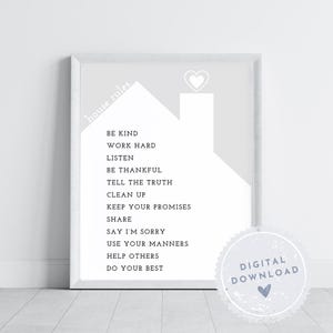 House Rules Sign, Printable Wall Art, Digital Download, Printable Home ...