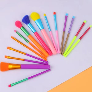 Makeup Brush Set Colorful 15 Piece, Makeup Brushes - Etsy