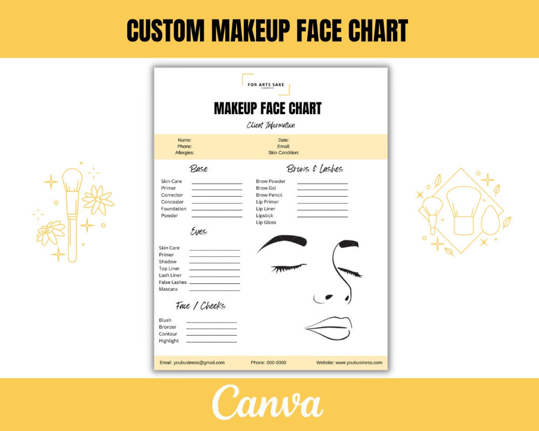 Makeup Artist Form, Makeup Artist Face Chart, Freelance Makeup Form ...