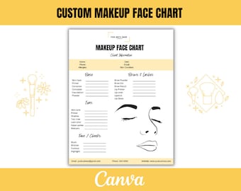Makeup Artist Face Chart, Makeup Consultation Form, Makeup Artist Form ...