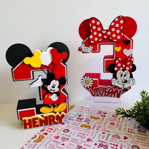 Minnie and Mickey 3D Number: Birthday Party Decoration - Etsy