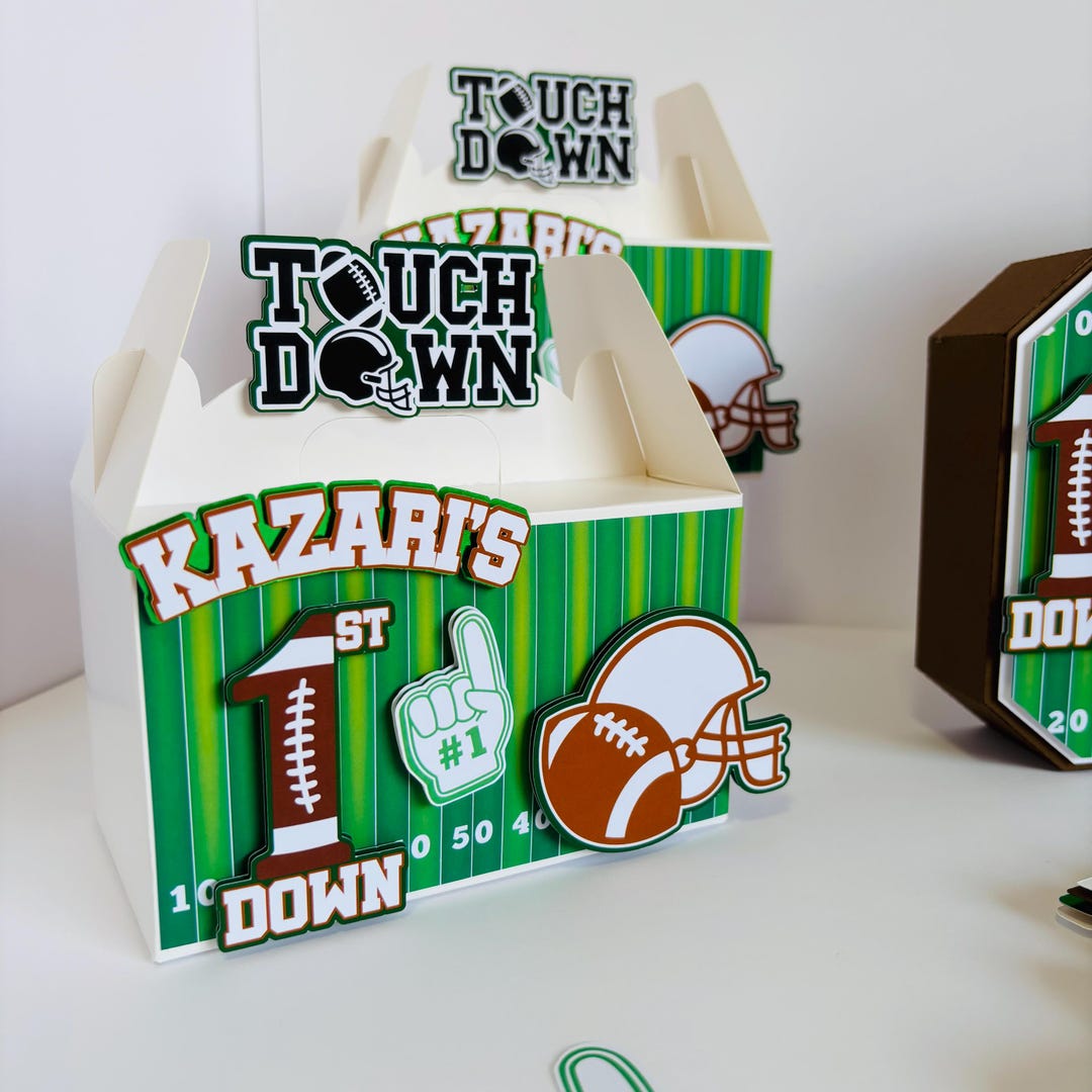 Football Gable Favor Box: First Down Birthday Party Decor - Etsy