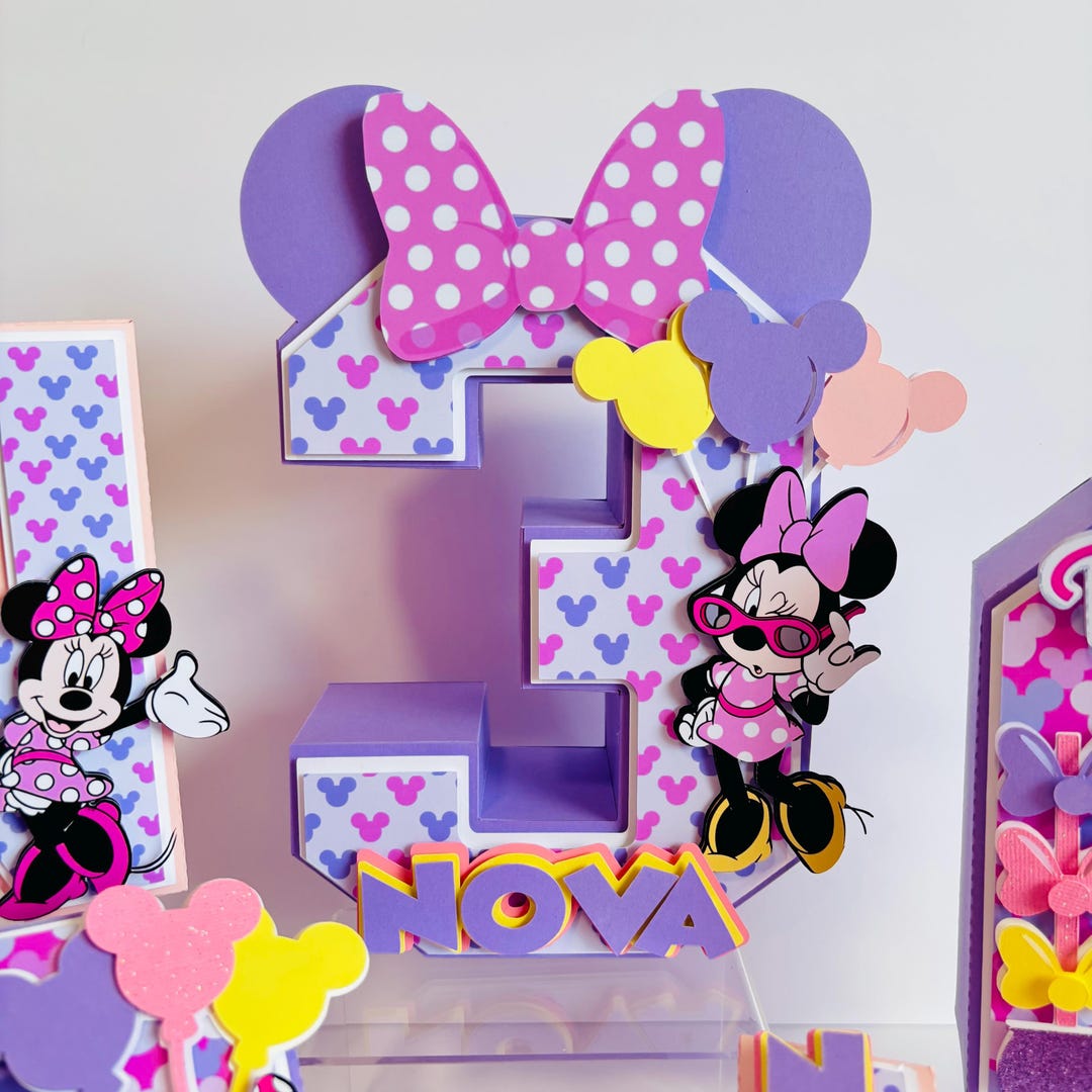Minnie Mouse 3D Number: Handmade Birthday Party Centerpiece - Etsy