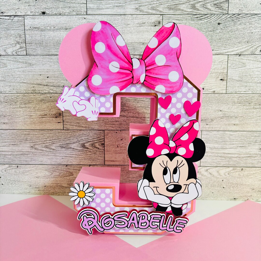Minnie Mouse 3D Number: Handmade Birthday Party Centerpiece - Etsy