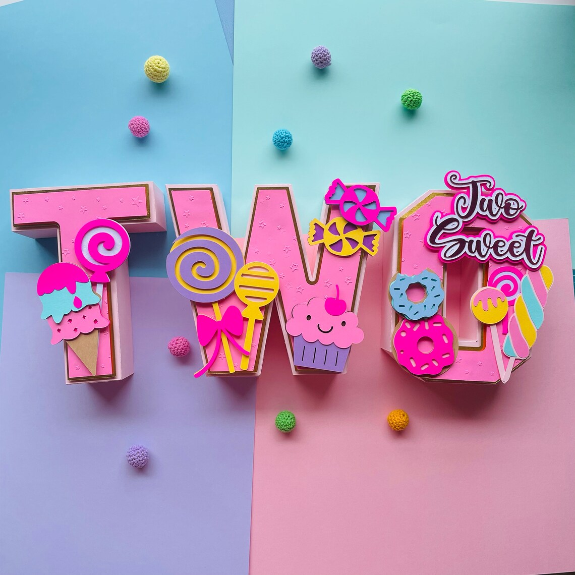 Candyland Party Decor Candyland 3d Letters Two Sweet Party - Etsy
