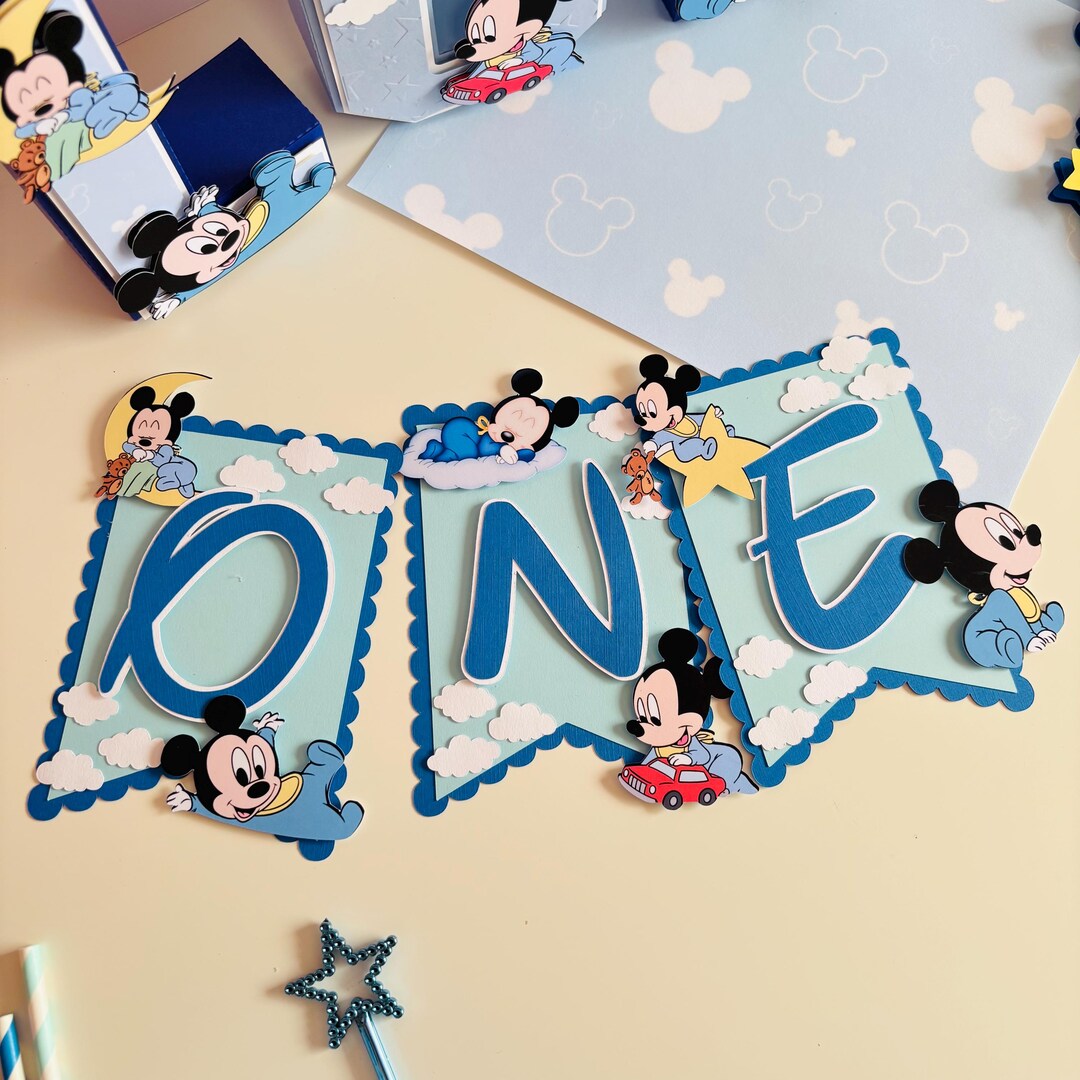 Baby Mickey High Chair Banner: First Birthday Decoration - Etsy