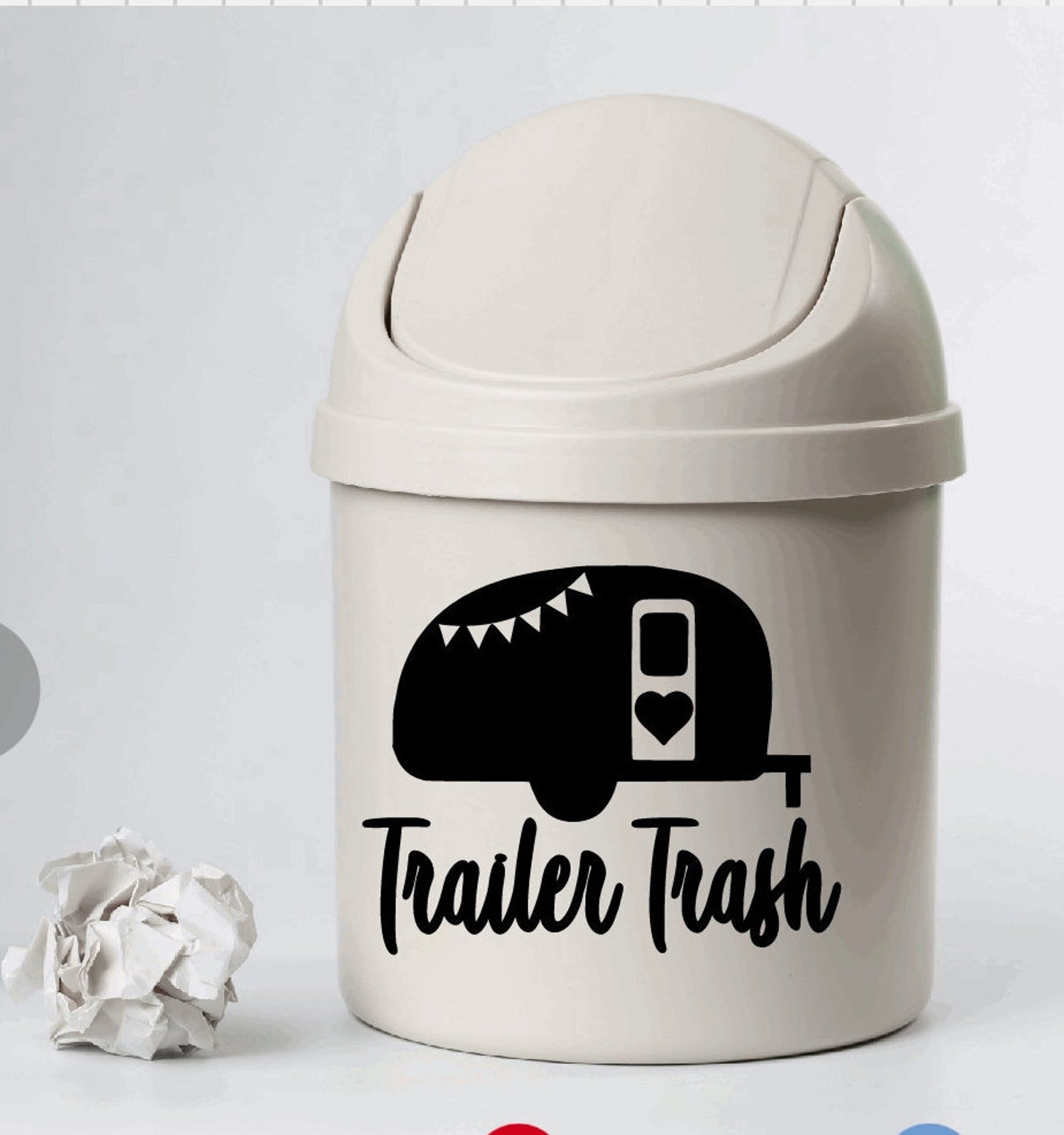 Trailer Trash Cute Camper With Banner Vinyl Decal for Trash Bin/can - Etsy