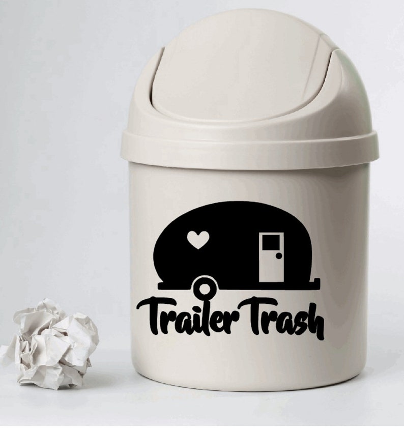 Trailer Trash Cute Camper With Heart Vinyl Decal for Trash Bin/can - Etsy