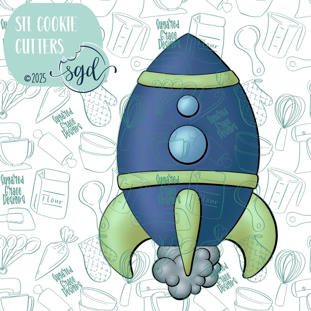 Space Rocket Cookie Cutter STL Files for 3D Printers With Matching PNG ...