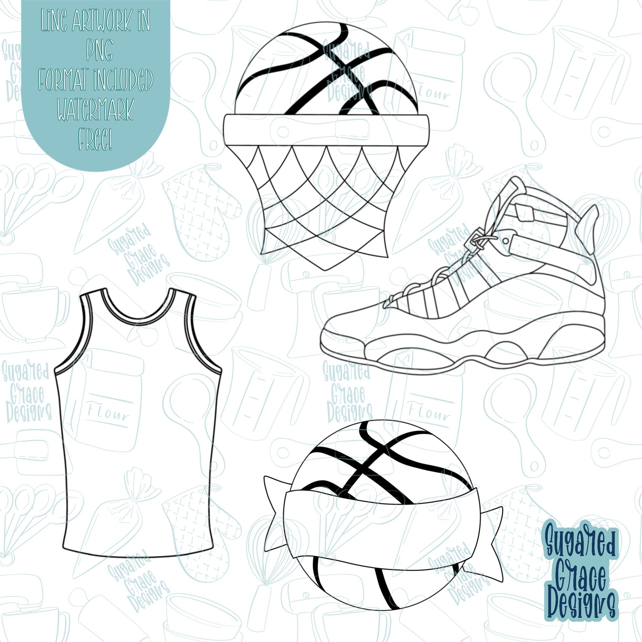 Basketball Cookie Cutter STL File Set for 3D Printing With Matching PNG ...