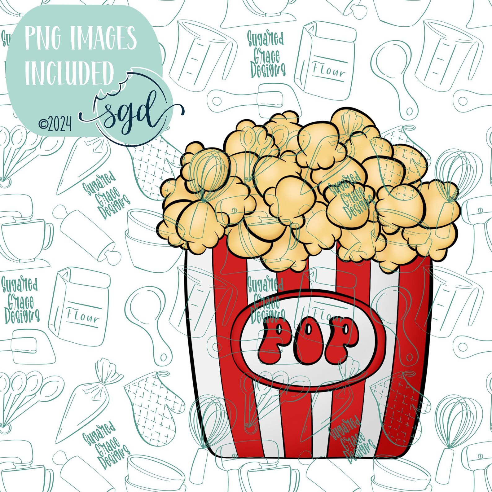 Popcorn Bucket Cookie Cutter STL Files With PNG Images - for 3D ...
