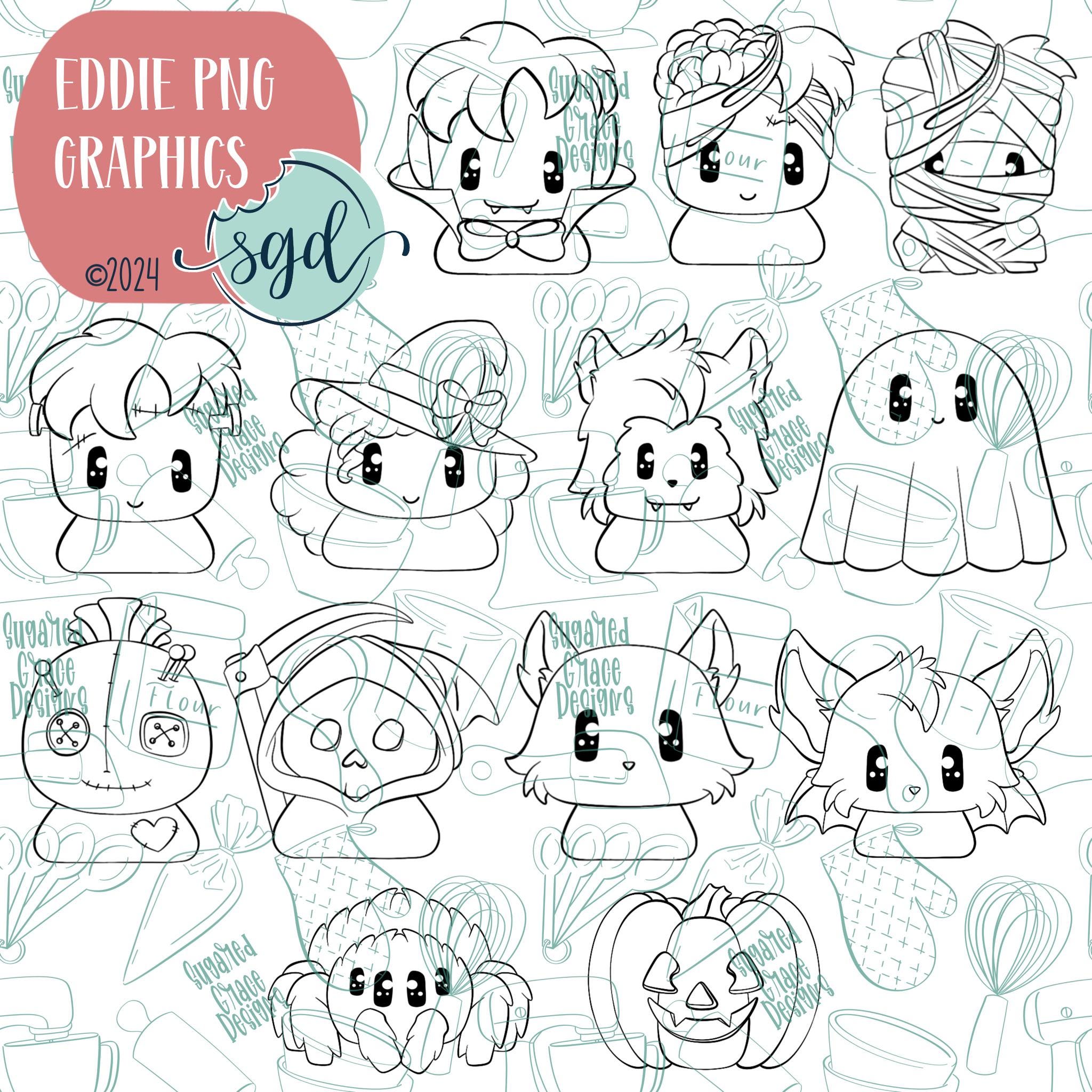 13 Days of Halloween, Hand Drawn PNG Image Set for Edible Ink Printers ...