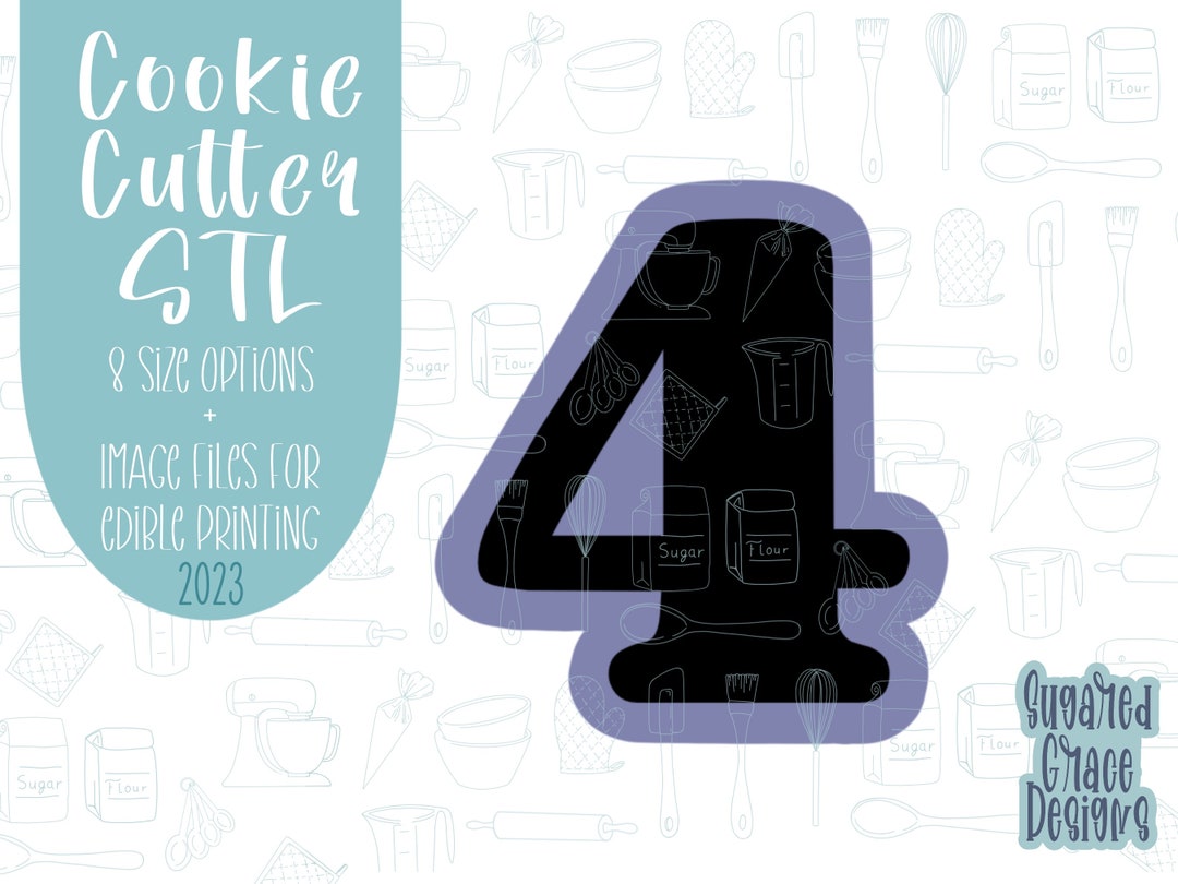 Number Four Cookie Cutter Stl, Png Image File, 3D Printing, Instant ...