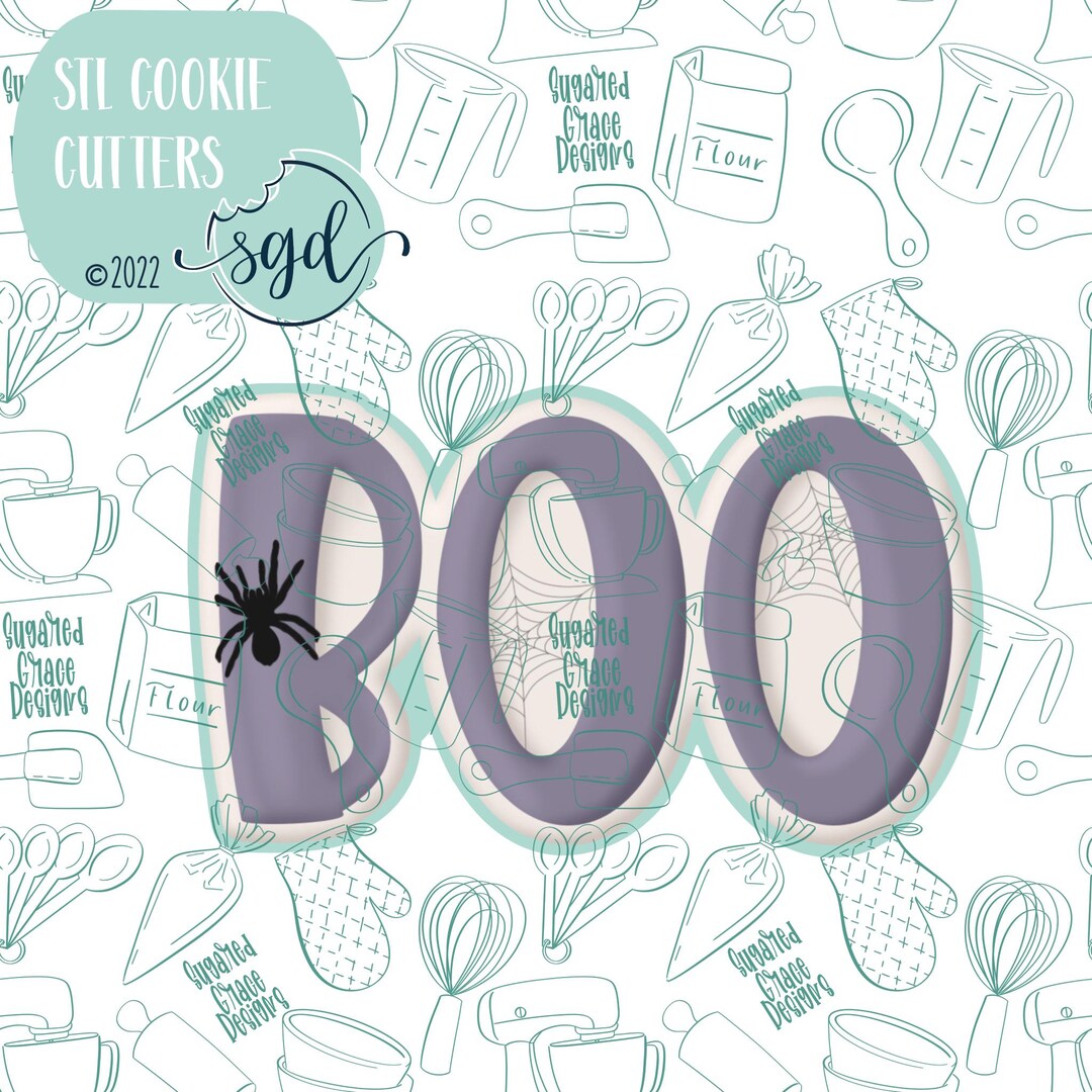 Boo Word Plaque Cookie Cutter STL Files With PNG Images to Match - for ...