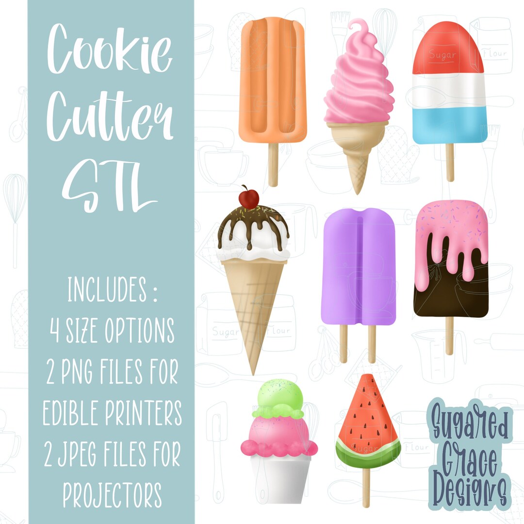 Ice Cream and Popsicle Cookie Cutter Stl Files for 3d Printing With ...