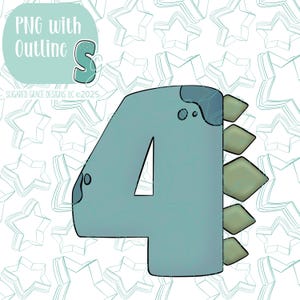 Dinosaur Themed Number 4 Cookie Cutter STL Files for 3D Printing With ...