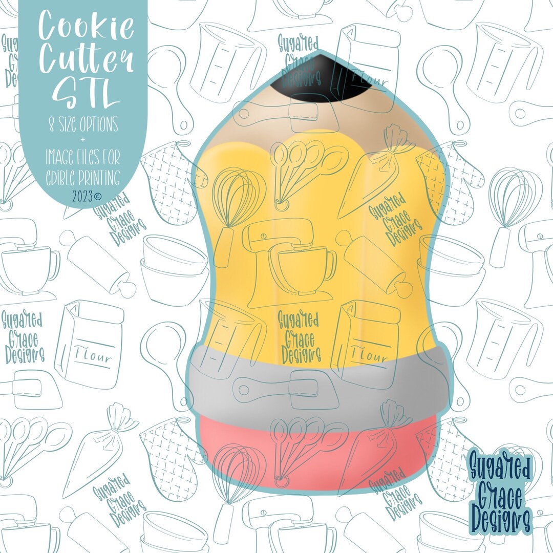 Curvy Pencil Cookie Cutter STL Files for 3D Printing With Matching ...