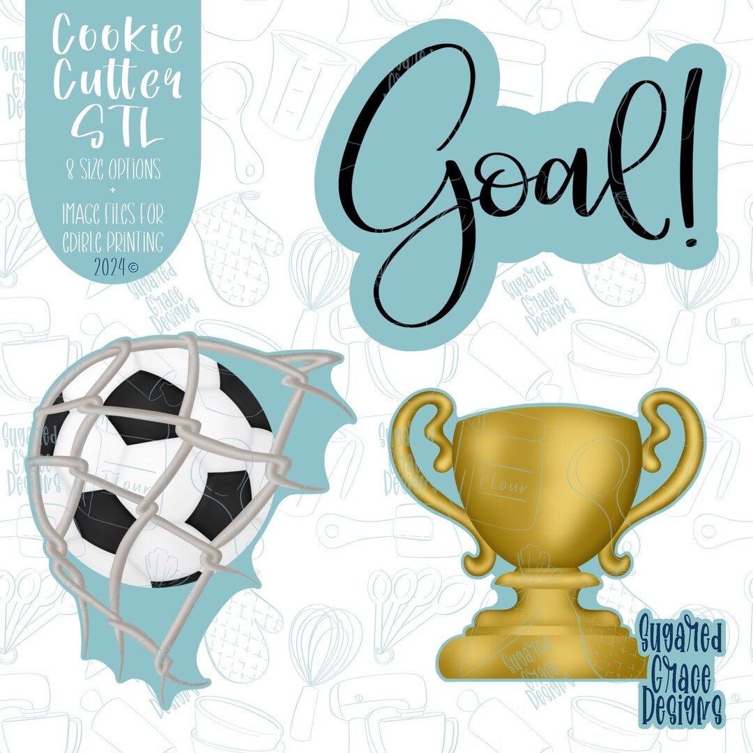 Soccer Trophy Cookie Cutter STL Files for 3D Printing With Matching ...