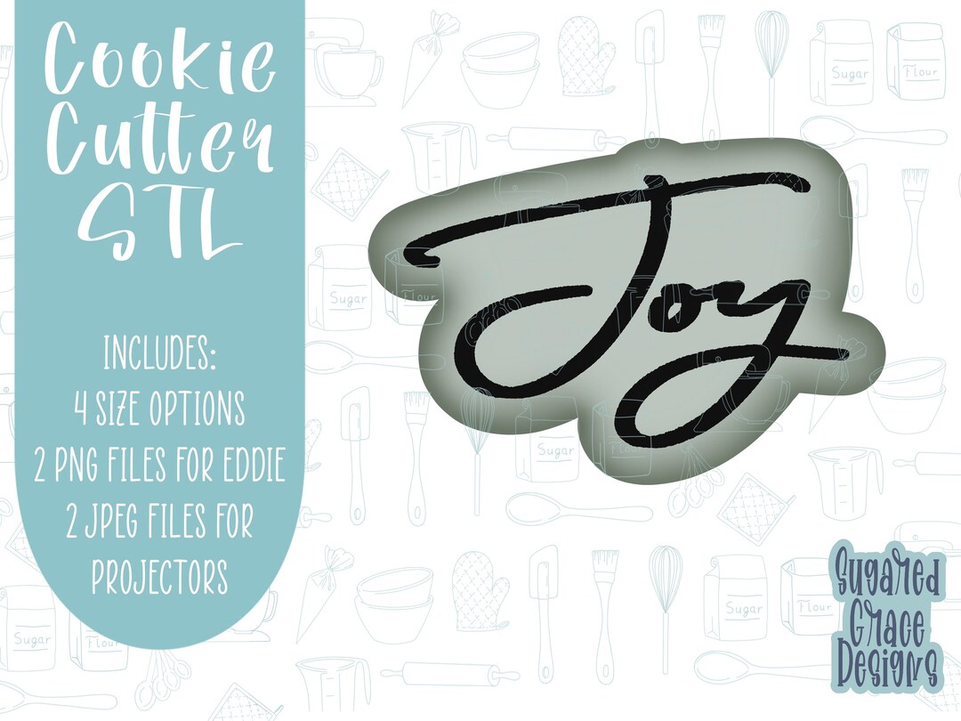 Lettered Joy Cookie Cutter STL File for 3D Printing With Png Printable ...